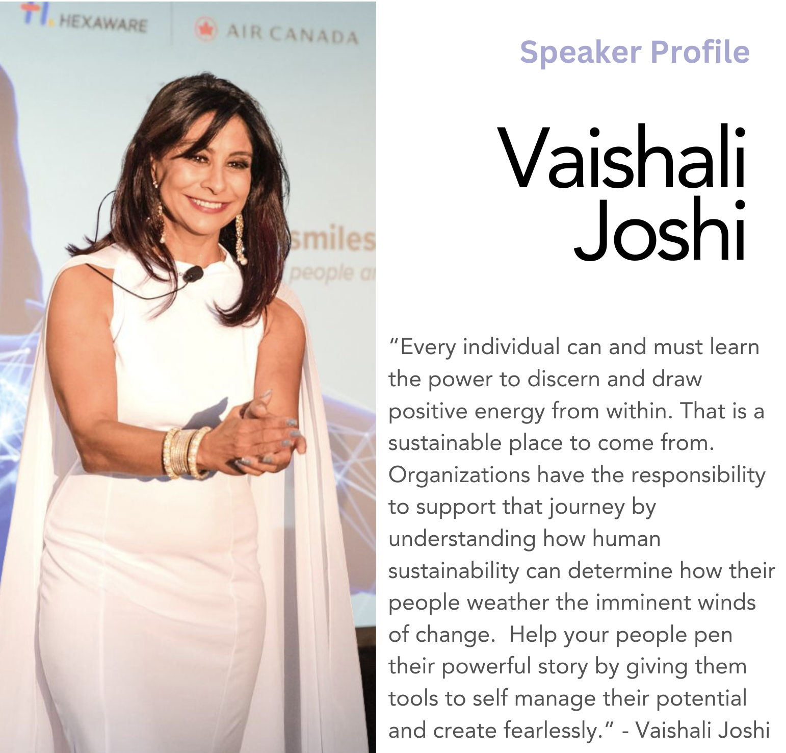 Vaishali Joshi Speaker Profile - Vaishali Joshi | Mindset & Wellness Expert
